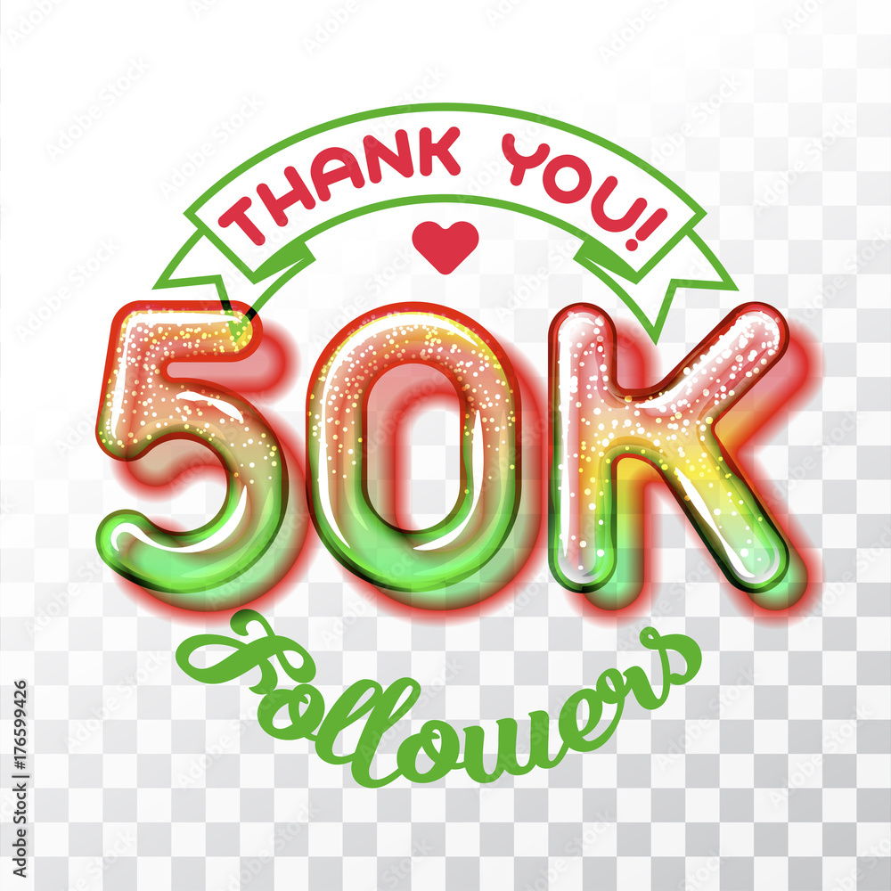 Thank you 50k followers Stock Vector | Adobe Stock