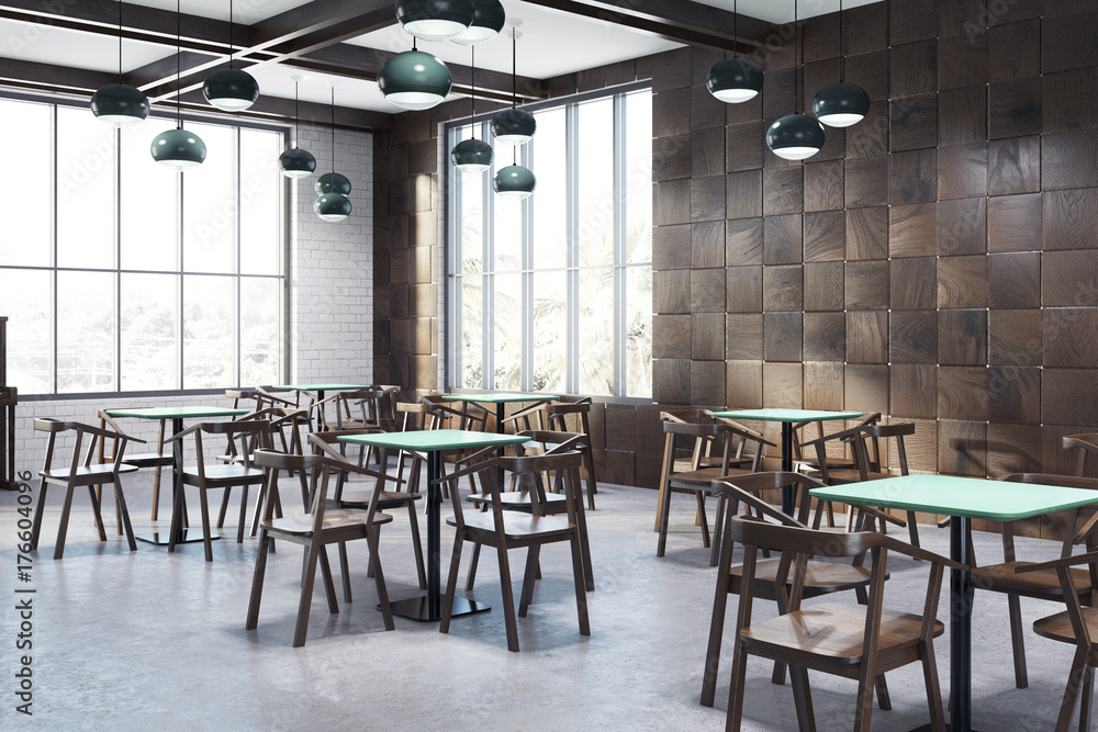 White and wooden cafe interior corner Stock Illustration | Adobe Stock