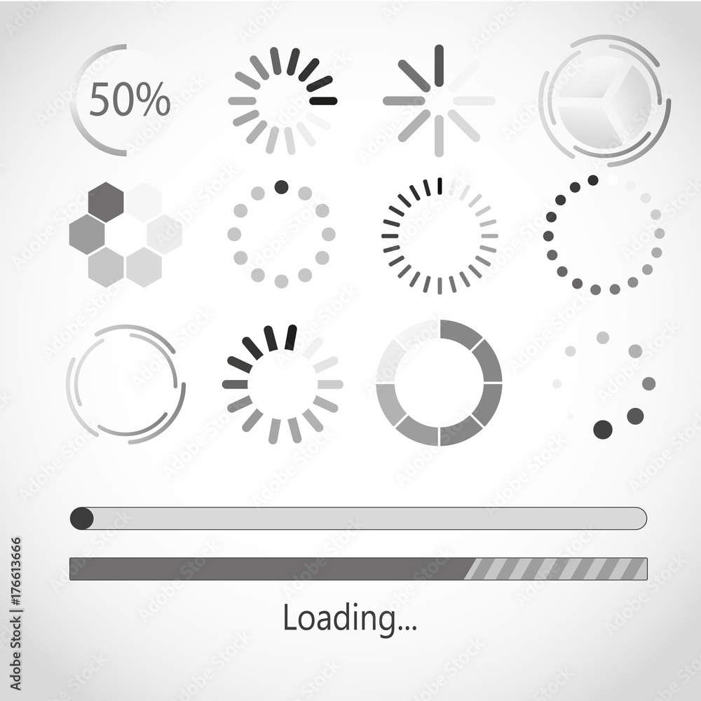 Vector progress loading bar. Progress loading icon Stock Vector | Adobe ...