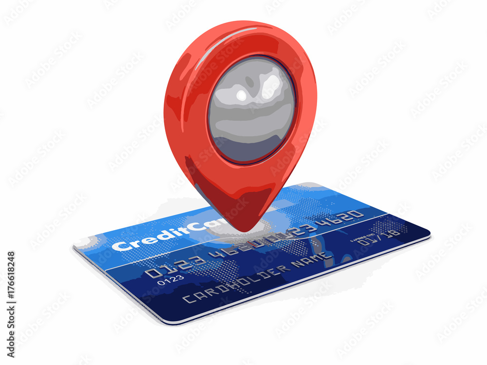 Credit Card and Pointer. Image with clipping path Stock Vector | Adobe ...