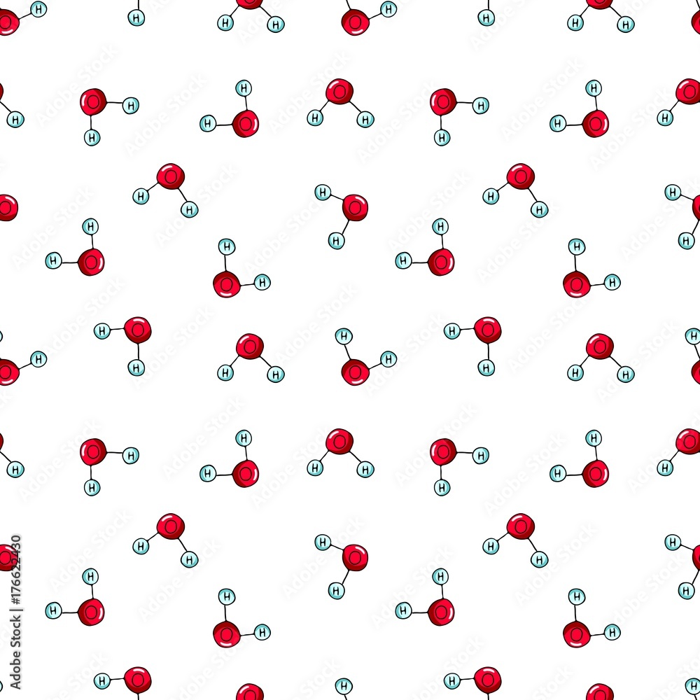 Seamless pattern Hand drawn doodle Water chemical formula icon Vector ...