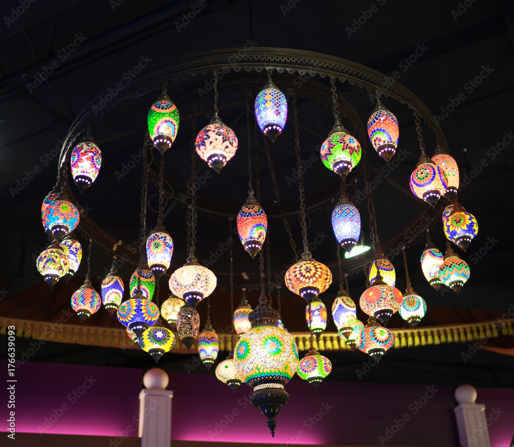 Colorful lanterns of the Arab countries. This lamp hanging in the ...