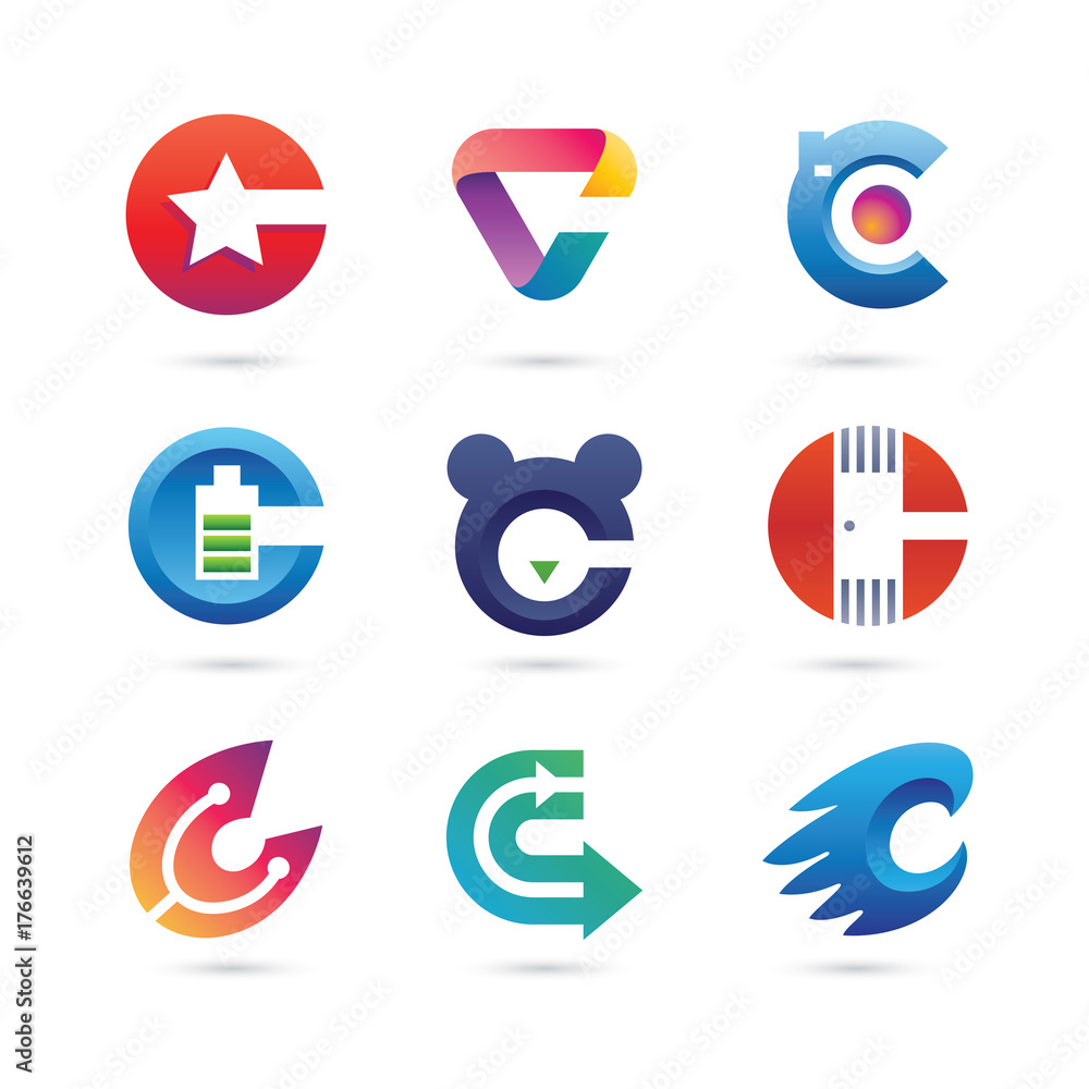 Set of Letter C Logo Vector - Colorful Modern Logo Stock Vector | Adobe ...