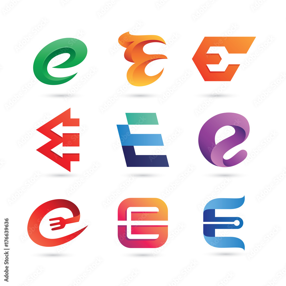 Set of Letter E Logo Vector - Colorful Modern Logo Stock Vector | Adobe ...
