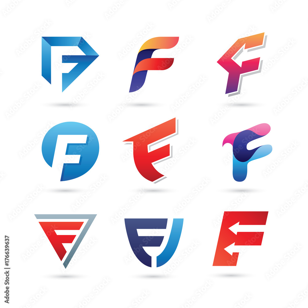 Set of Letter F Logo Vector - Colorful Modern Logo Stock Vector | Adobe ...