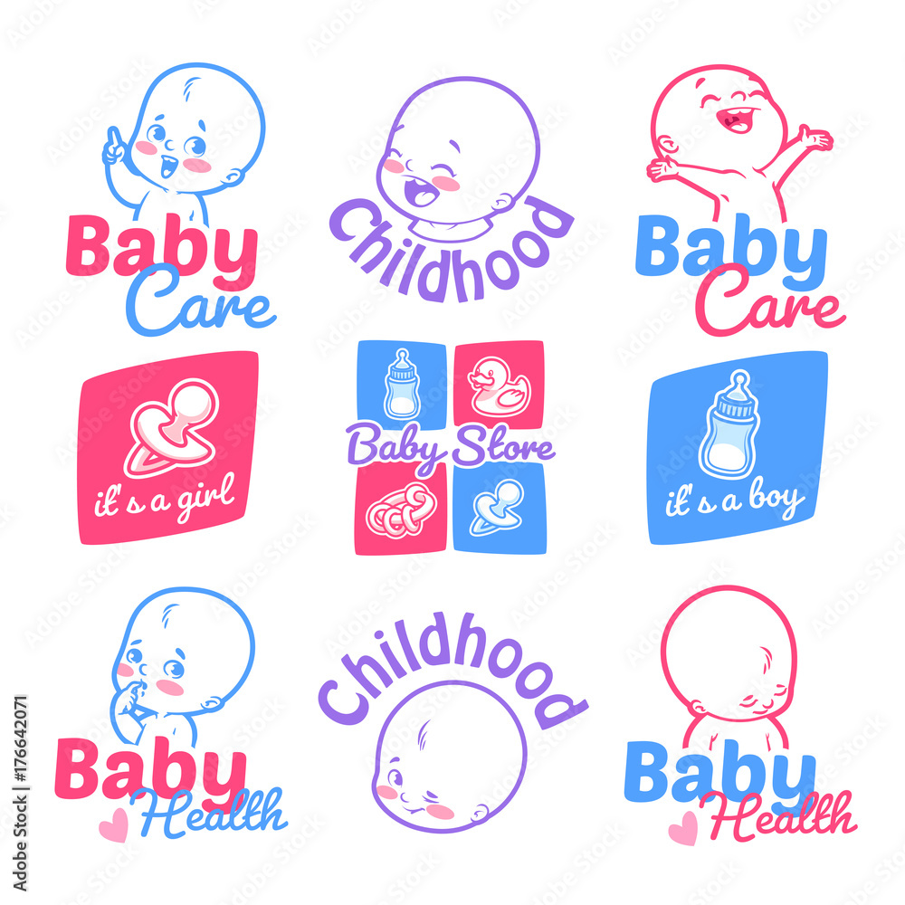 Set of cute kids logos for your business. Stock Vector | Adobe Stock
