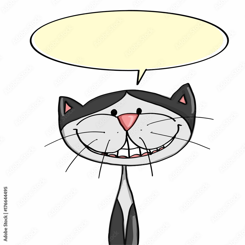 cute cat smiling and illustration cartoon and speaking Stock ...
