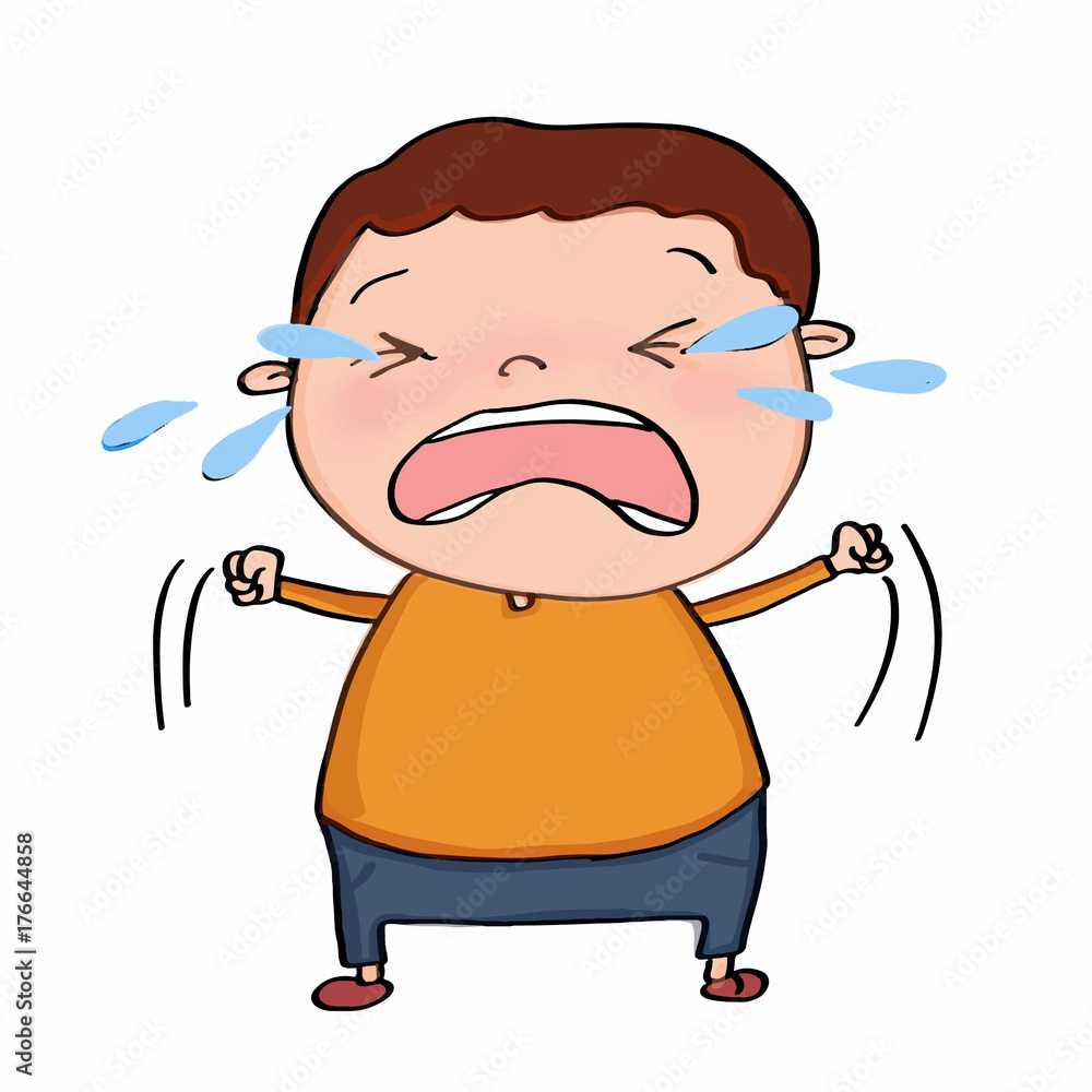 cute boy crying cartoon illustration and tears Stock Illustration ...