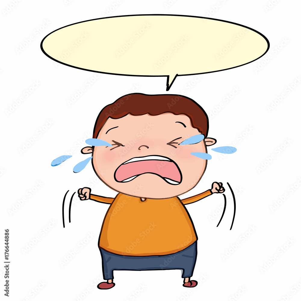cute boy crying cartoon illustration and tears and speaking Stock ...