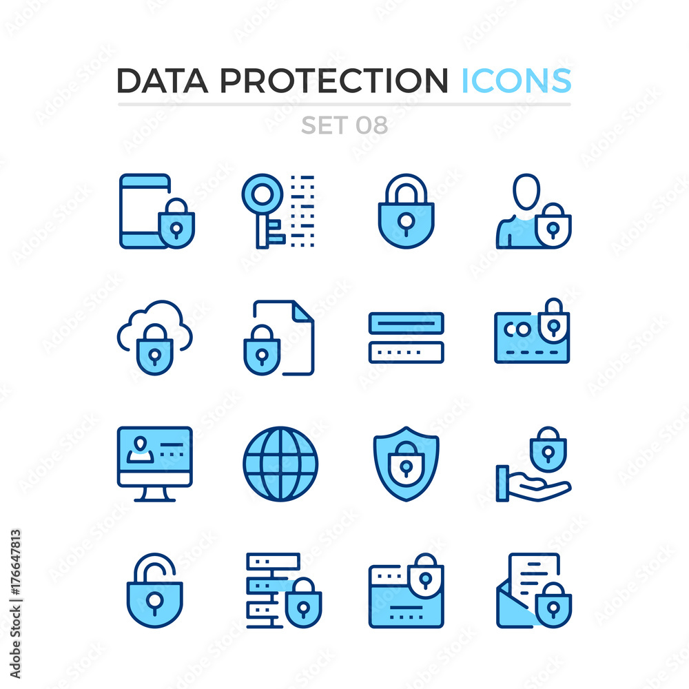 Data protection icons. Vector line icons set. Premium quality. Simple ...