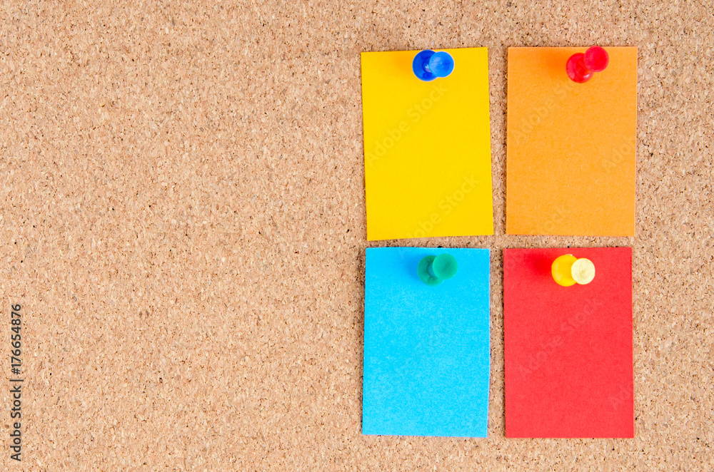 Blank Colourful Notices on a Bulletin Board. Copy Space. Stock Photo ...