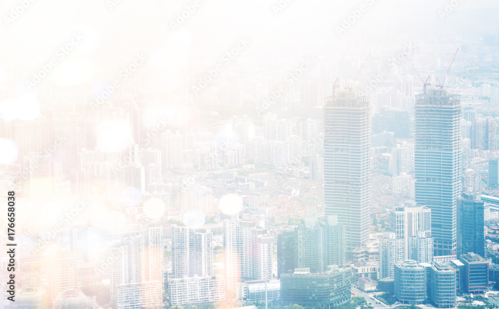 smart construction and financial technology concept. City building with ...