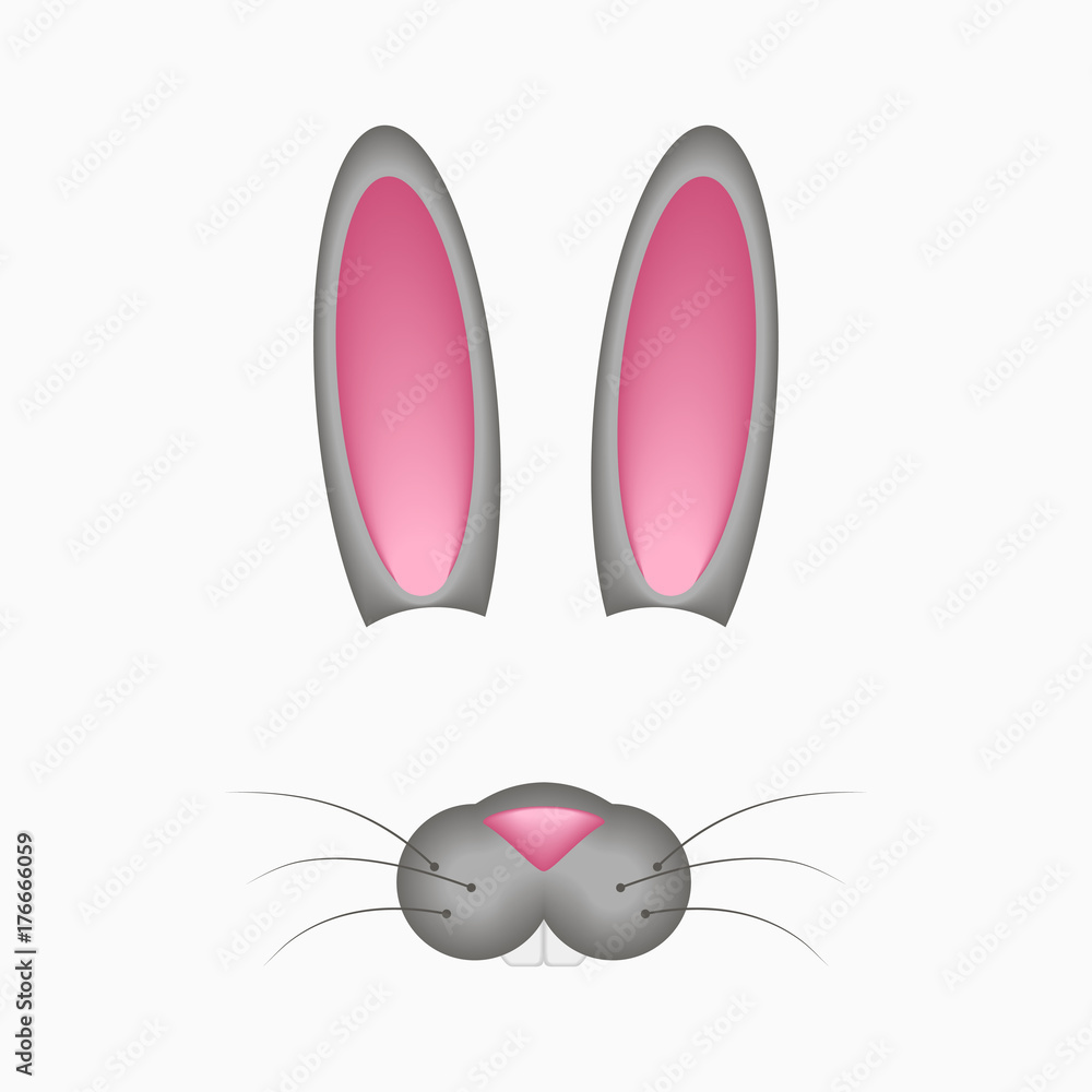 Bunny or hare face elements - ears and nose. Selfie photo and video ...