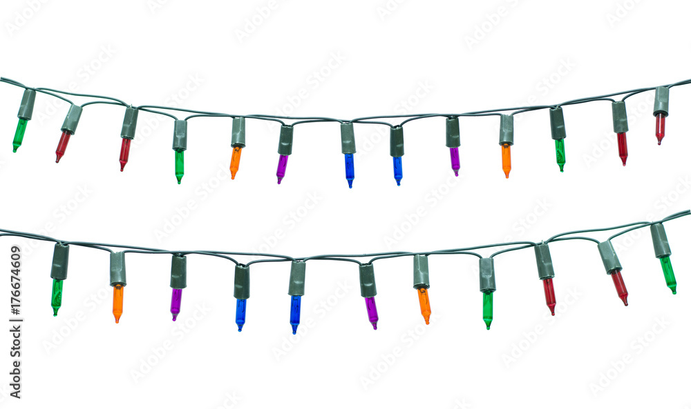 Christmas lights string isolated on white background With clipping path ...