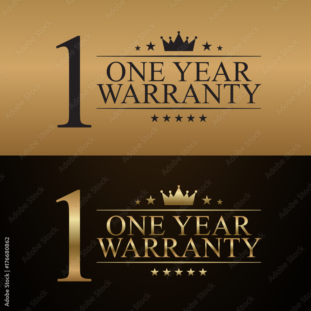 1 Year Warranty background with crown and star on gold and black ...
