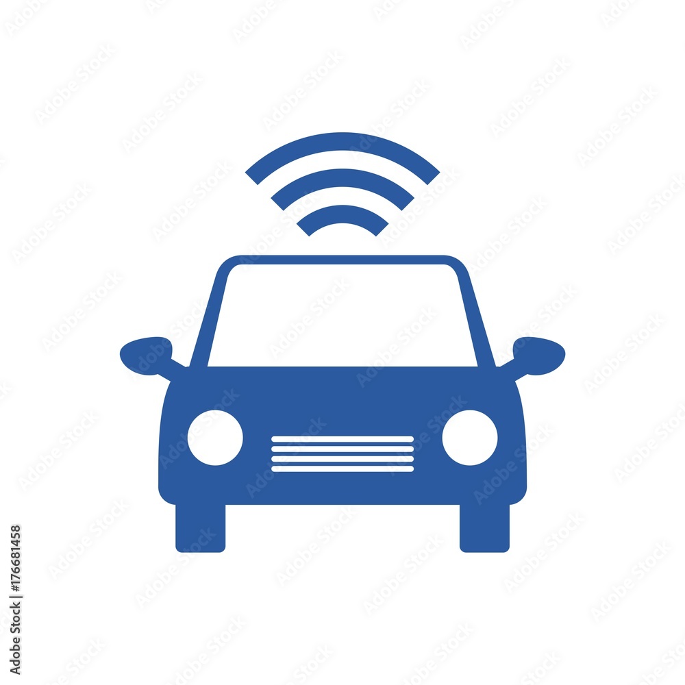 The Connected Car. Smart car icon with wireless connectivity symbol ...