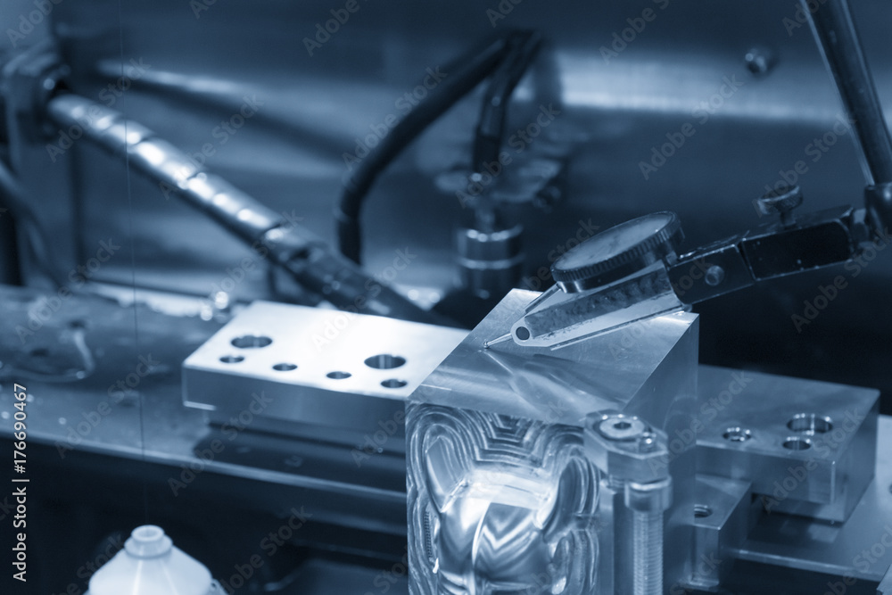 Setup the work pieces by using the dial gauge.Wire-EDM setting ...