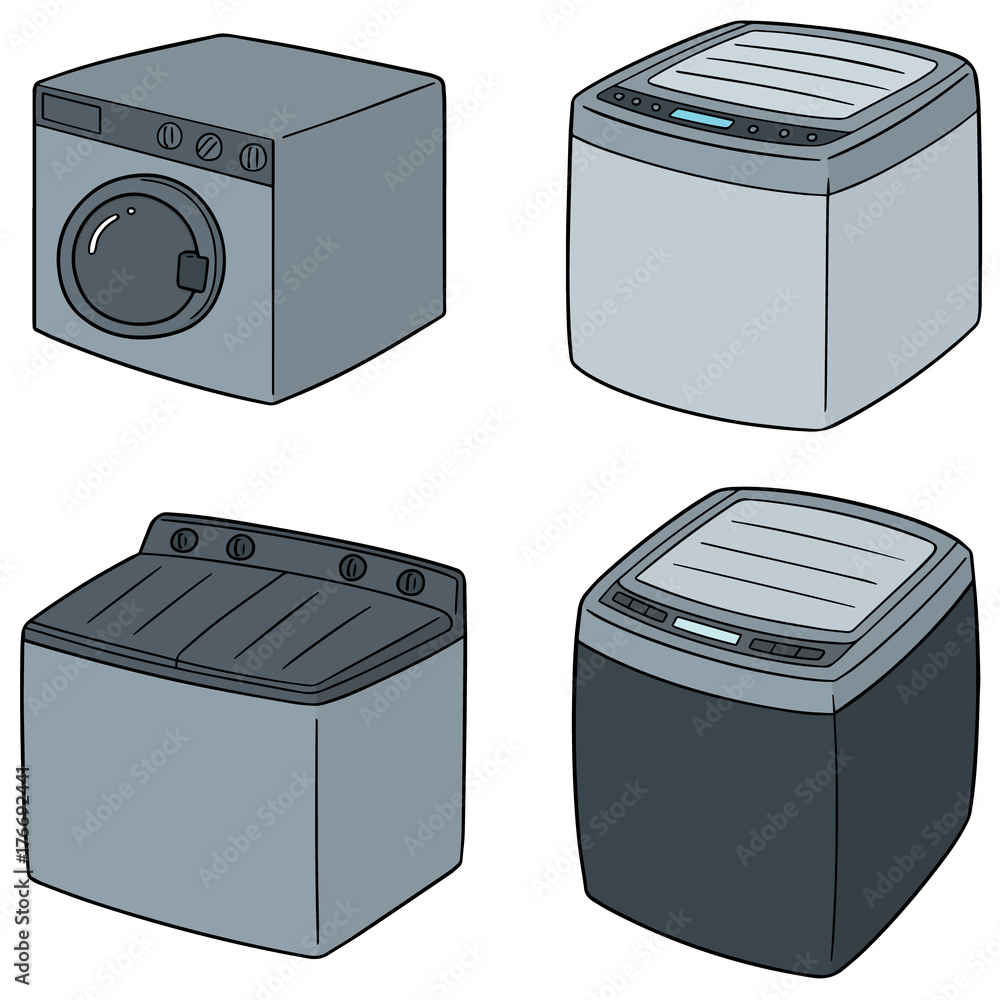 vector set of washing machine Stock Vector | Adobe Stock