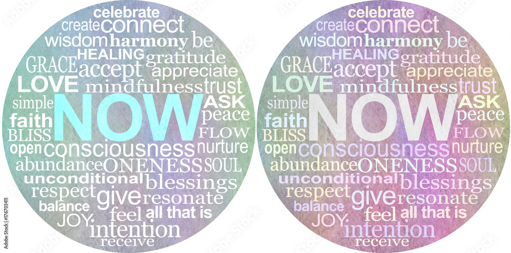 30cm circular mindfulness NOW word cloud clock face - Two different NOW ...