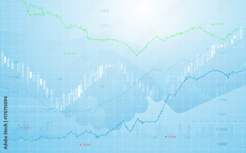 Stock market chart with business hand shake in blue background Stock ...