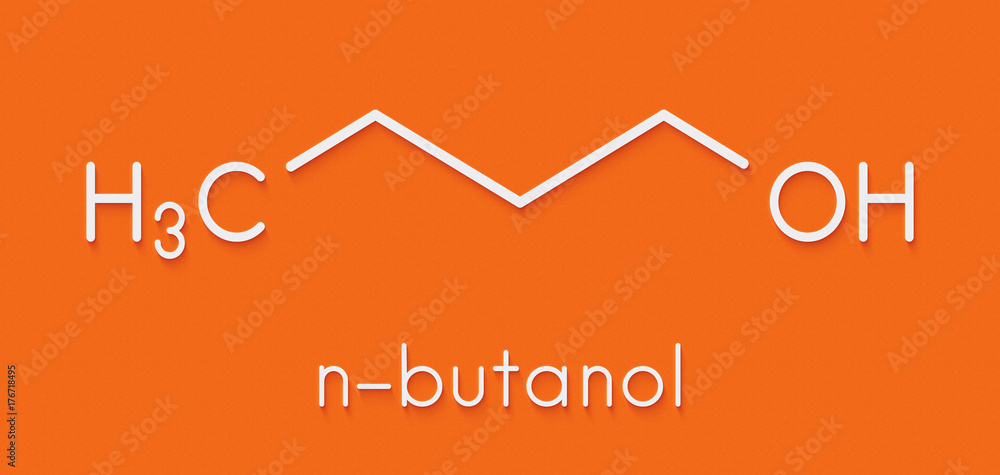 n-butanol (1-butanol) molecule. Used as flavouring and as a solvent ...
