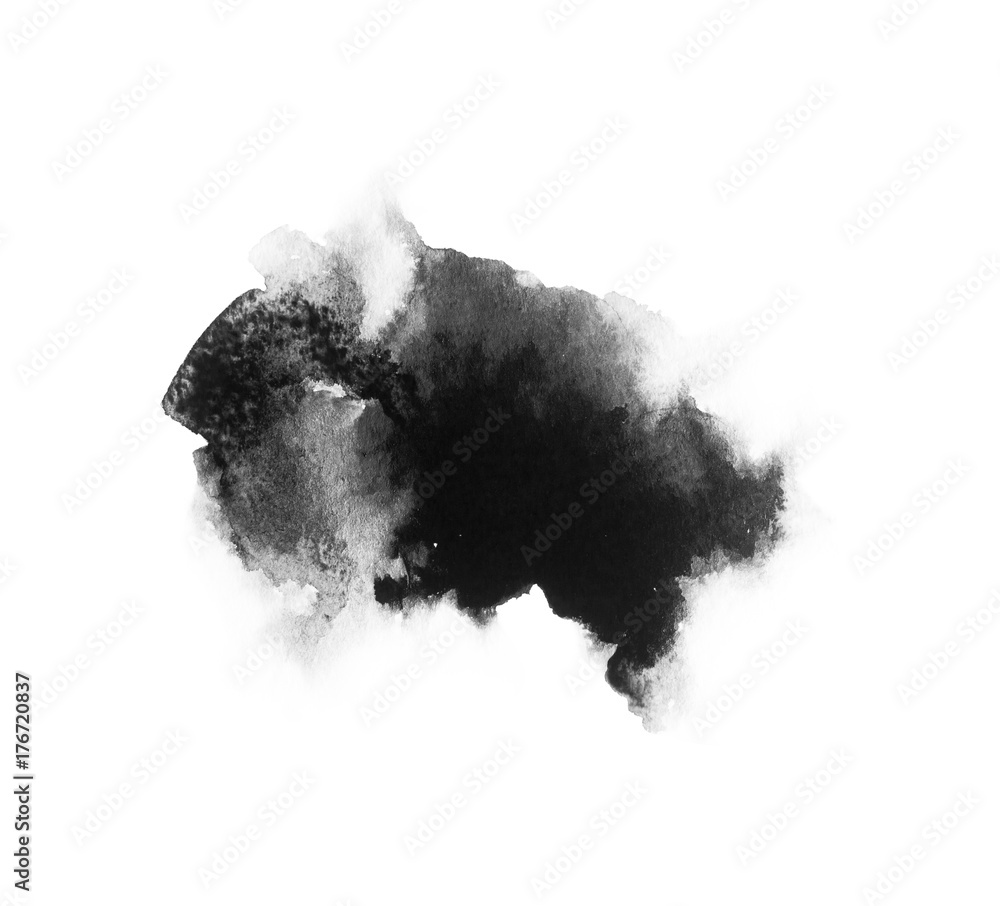 watercolor gray,grey and black splash texture isolated on white ...