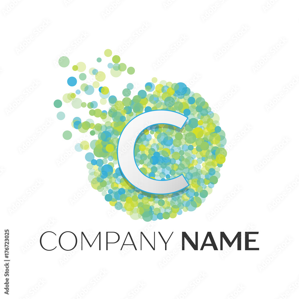 Yellow And Blue Letter C Logo