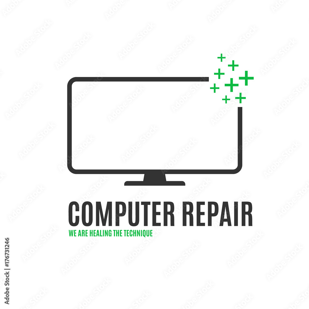 Computer repair design logo on white background Stock Vector | Adobe Stock