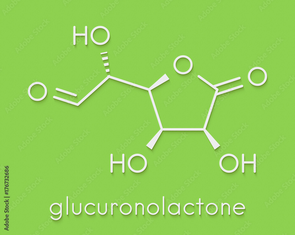Glucuronolactone molecule. Used in food supplements and energy drinks ...