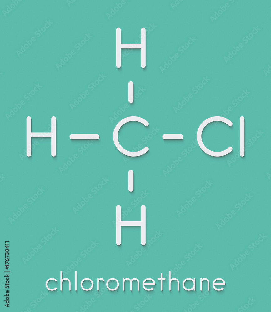 Chloromethane (methyl chloride) molecule. Skeletal formula. Stock ...