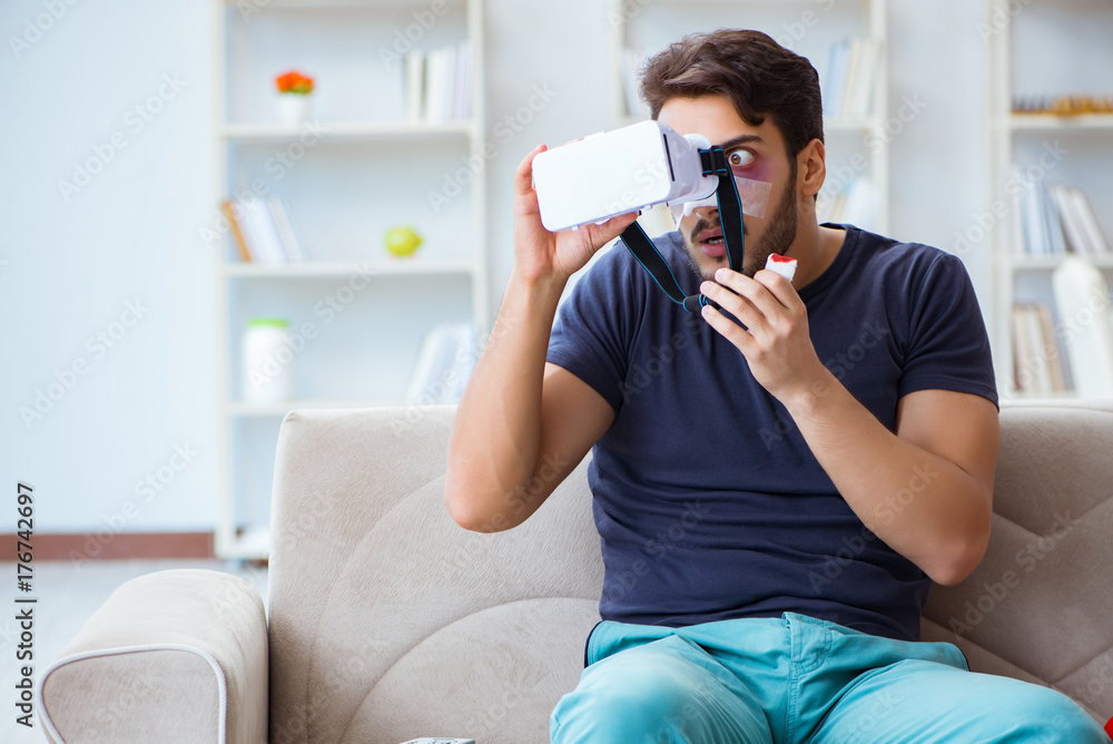 Young man defeated in sports game suffered loss with broken blee Stock ...