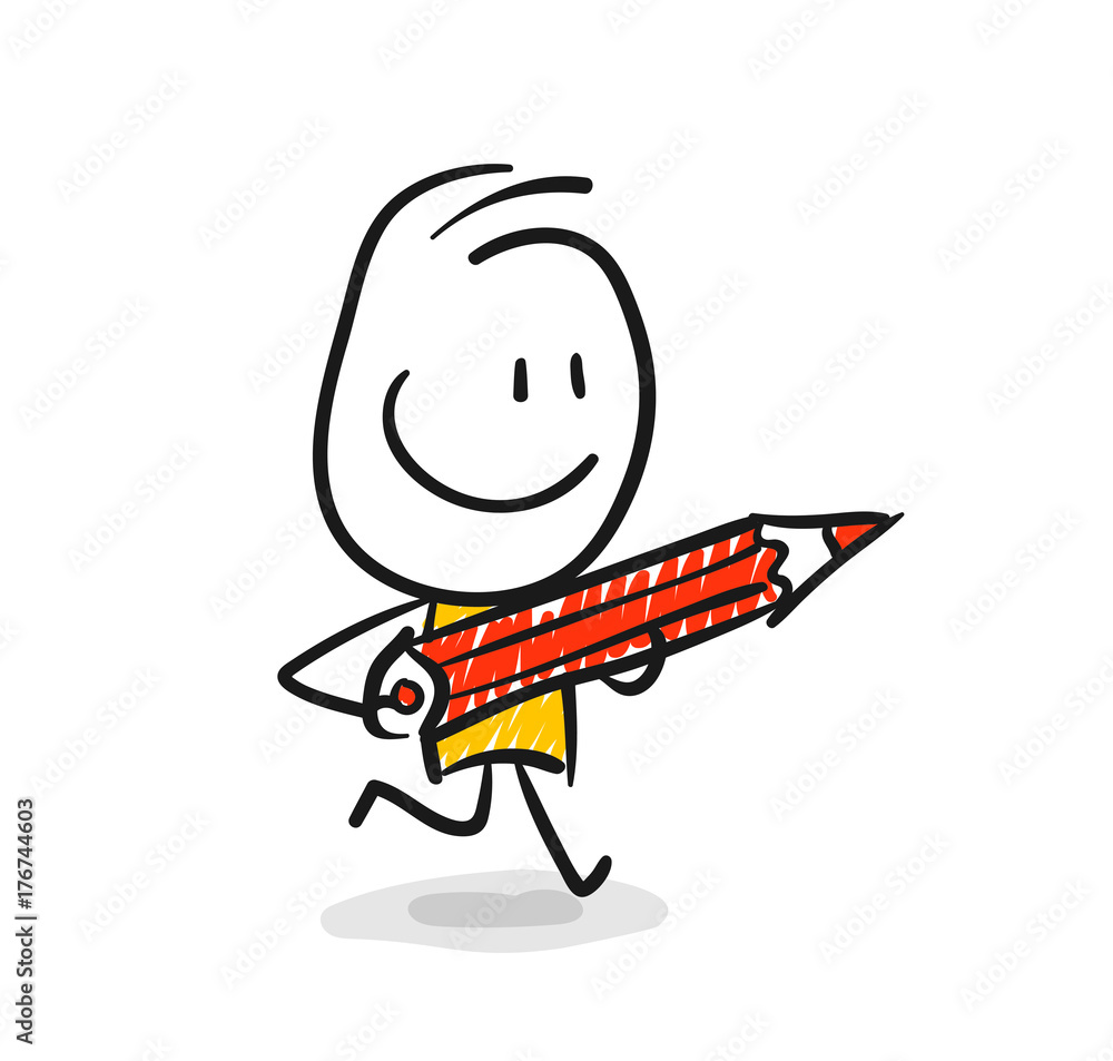 Strichfiguren / Strichmännchen: Rotstift, Schüler, Stift. (Nr. 126 ...