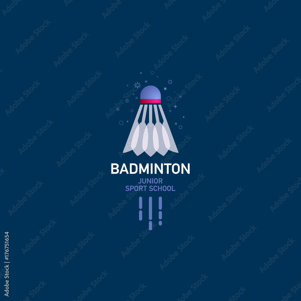 Badminton club logo. Badminton attribute with letters on a blue ...