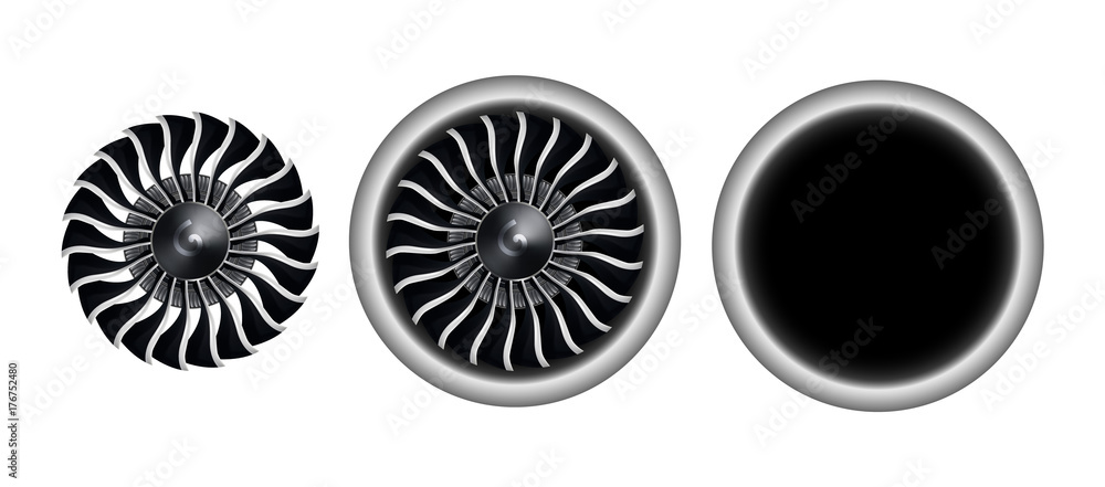 Vetor de Realistic 3D turbo-jet engine of airplane vector illustration ...