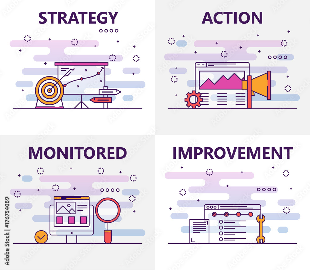 Vector thin line flat design action plan concept banners Stock Vector ...