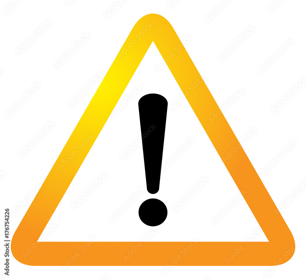 Yellow triangle warning alert sign vector illustration. Caution 3d ...