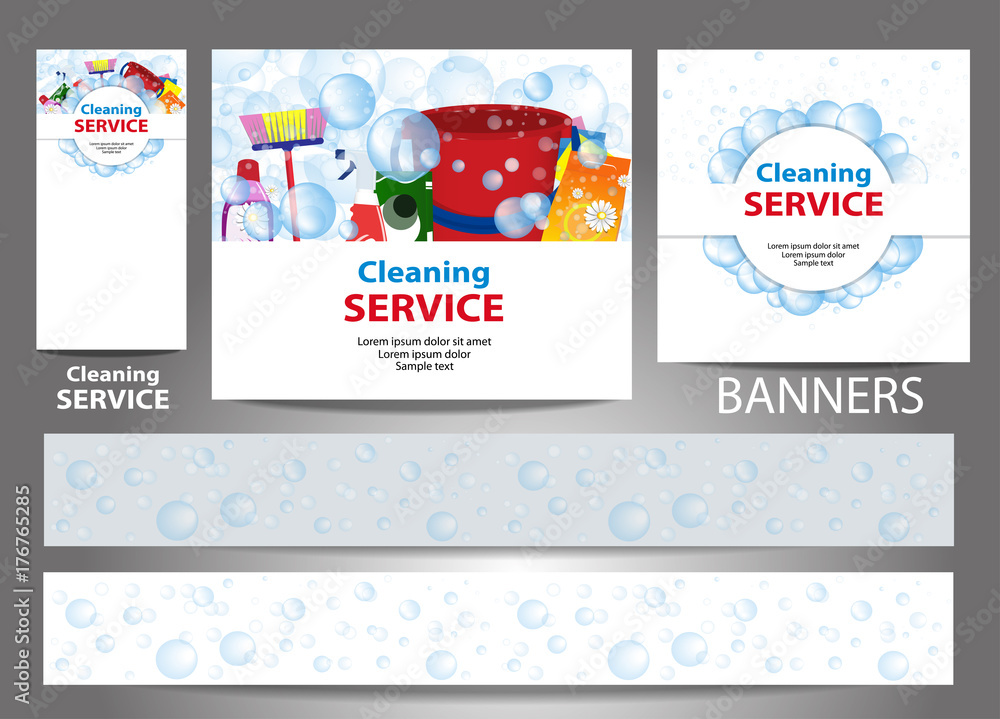 Set banners for the website. Cleaning service. Templates standard size ...