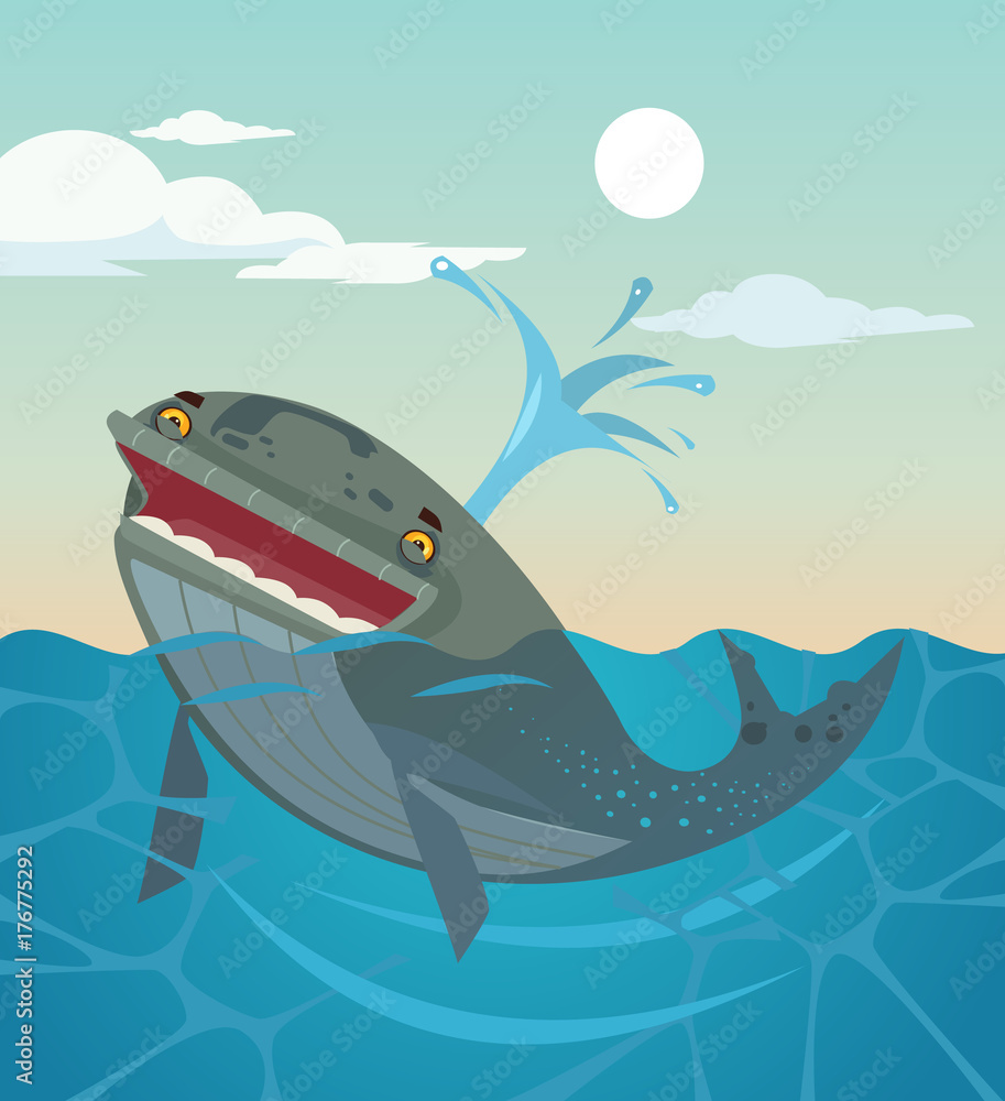 Happy smiling whale character. Vector flat cartoon illustration Stock ...