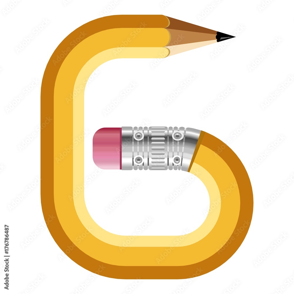 Number six pencil icon, cartoon style Stock Vector | Adobe Stock