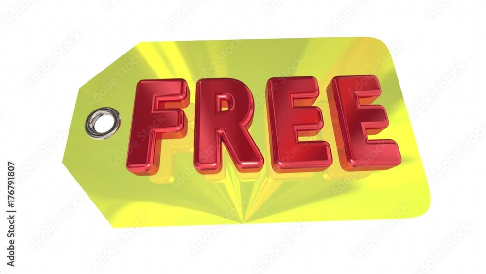 Free Price Tag No Cost Fee Word 3d Animation Stock Video | Adobe Stock