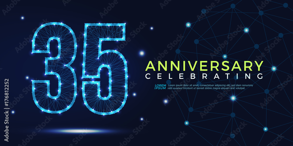 35 years anniversary celebrating numbers vector abstract polygonal ...