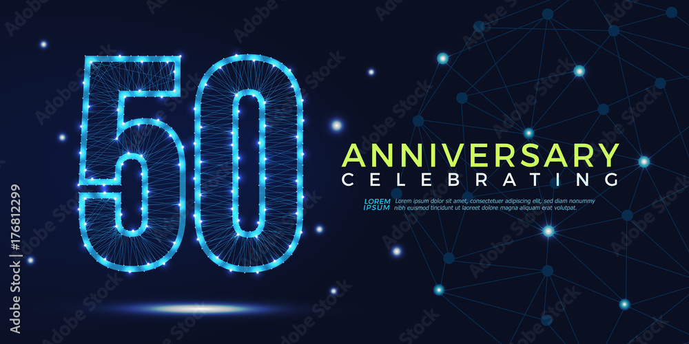 50 years anniversary celebrating numbers vector abstract polygonal ...