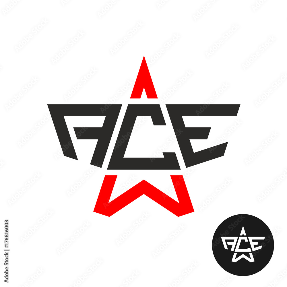 Ace letters logo with star shape Stock Vector | Adobe Stock
