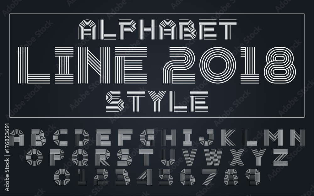 Decorative line alphabet vector fonts and numbers.Typography design for ...