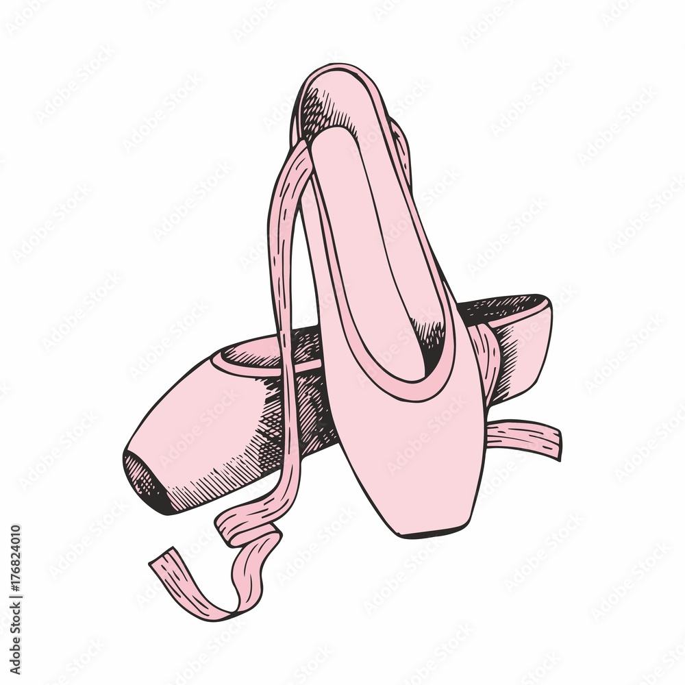Pointe shoes. Hand drawing. Vector illustration for design Stock Vector ...