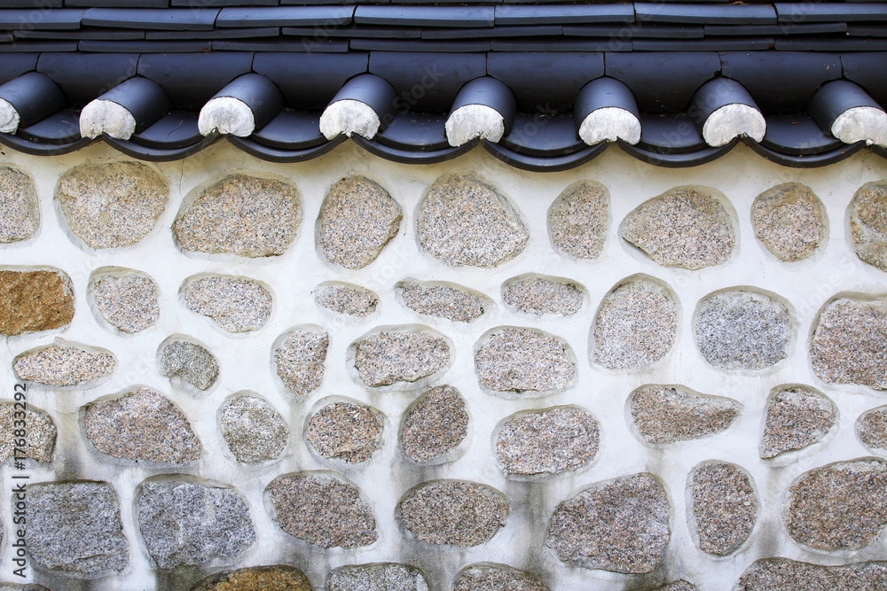 Stone texture, korean traditional house stone wall Stock Photo | Adobe ...