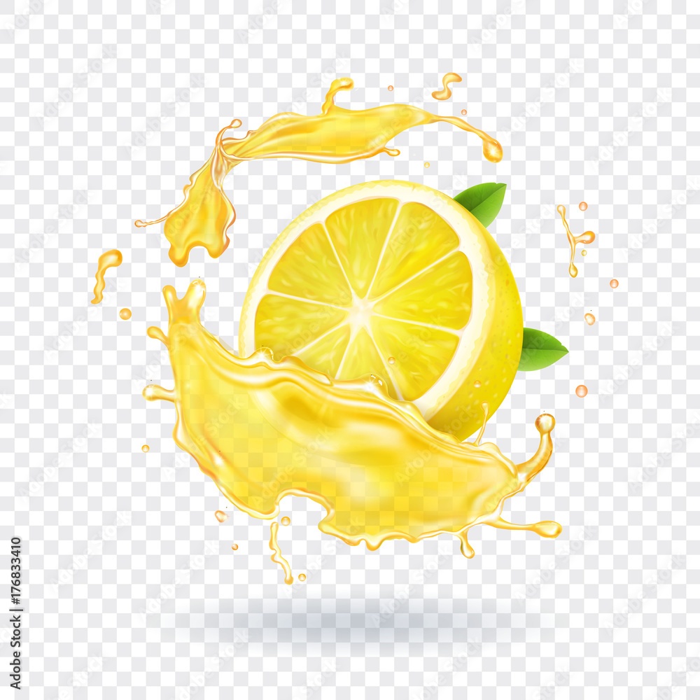 Poster Lemon fruit juice splash realistic – Muurposter | Europosters
