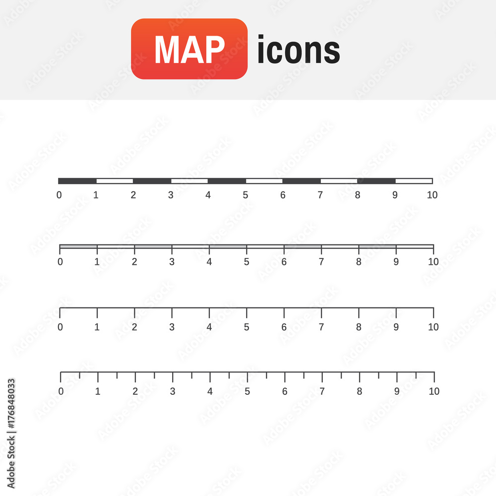map vintage element. Map scales graphics for measuring distances Stock ...
