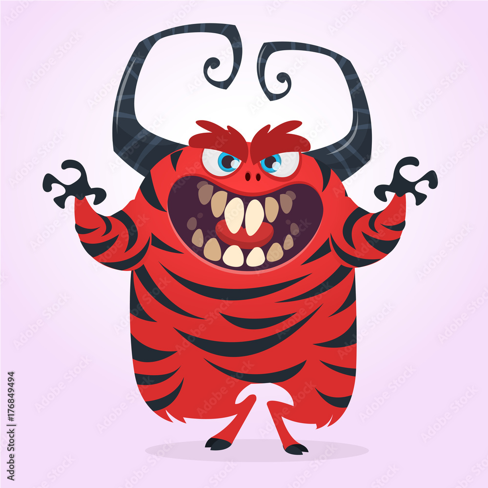 Cartoon red monster illustration. Vector Stock Vector | Adobe Stock