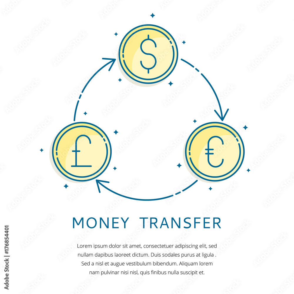 Money transfer - Foreign currency exchange vector icons,banking finance ...